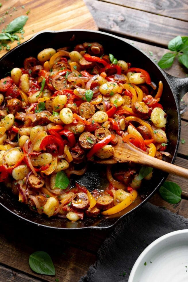 Sausage and Peppers Gnocchi - Oh Sweet Basil