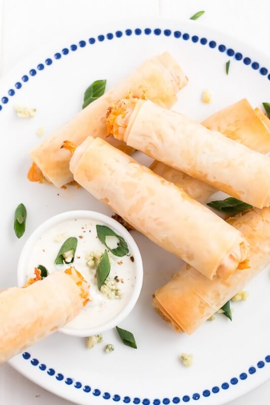 Buffalo Chicken Phyllo Rolls