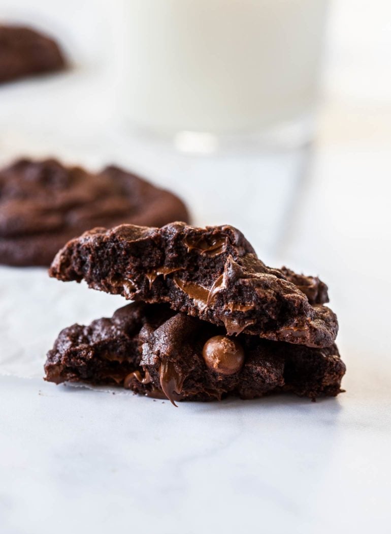 Triple Chocolate Cookies Recipe (Bakery-Style!) - Oh Sweet Basil