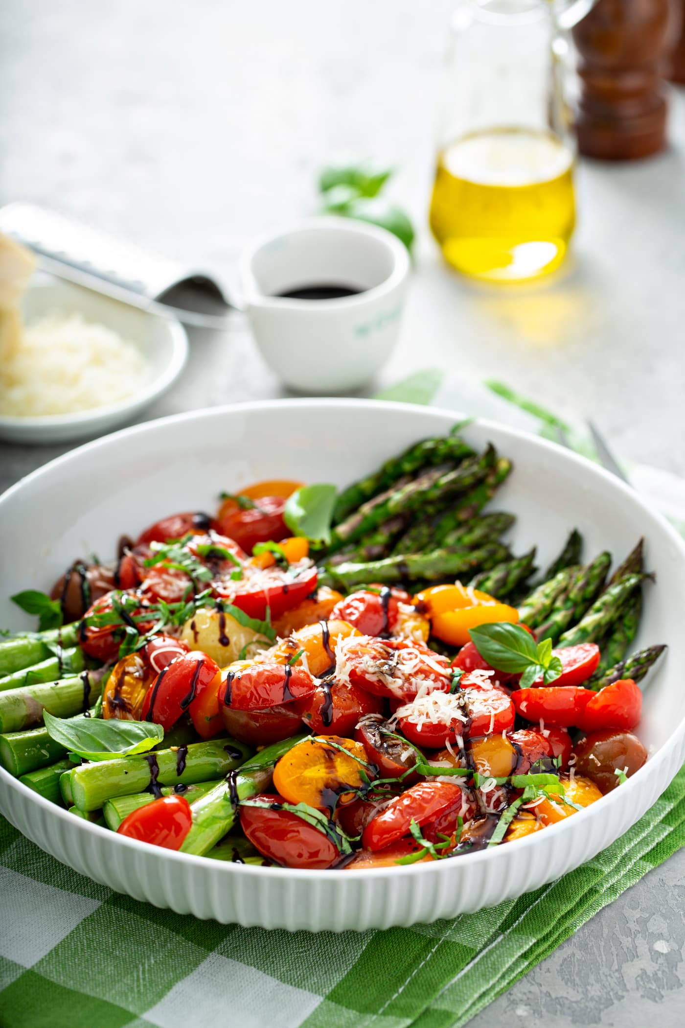 Balsamic Glazed Roasted Tomato and Asparagus