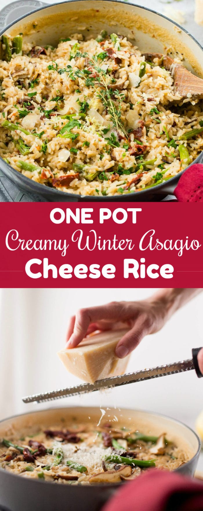 One Pot Creamy Winter Asiago Cheese Rice