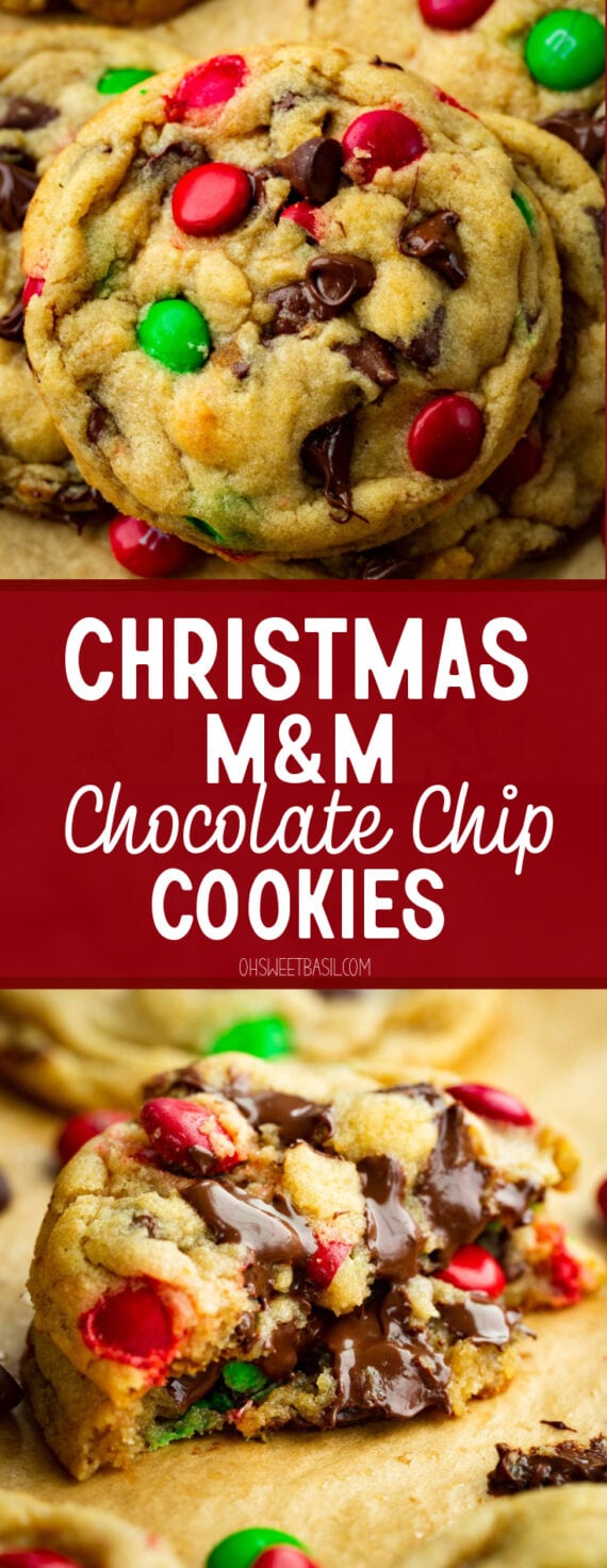 Best Christmas Cookies - M&M Chocolate Chip Cookies - Oh Sweet Basil
