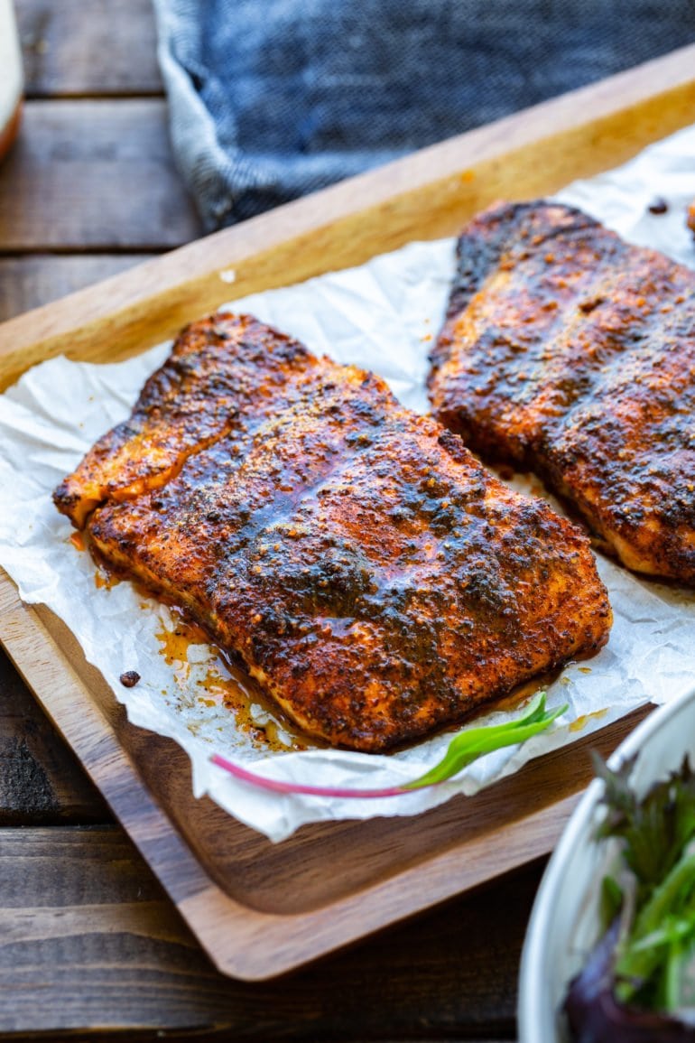 Citrus Oven Baked Salmon w/ Arugula Cucumber Salad - Oh Sweet Basil