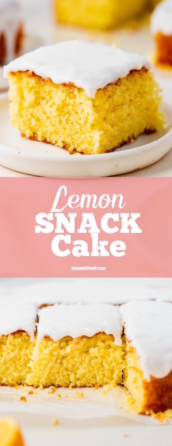 Glazed Lemon Snack Cake - Oh Sweet Basil
