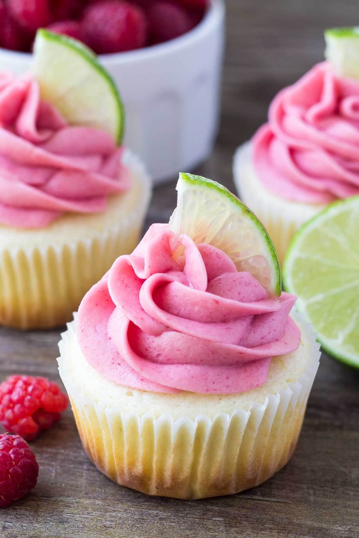 Fluffy Raspberry Lime Cupcakes