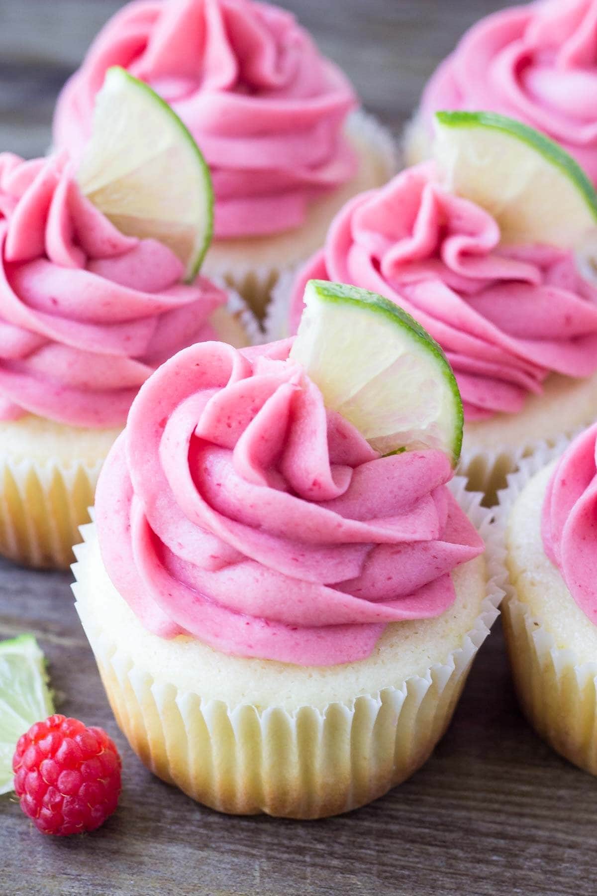 Fluffy Raspberry Lime Cupcakes