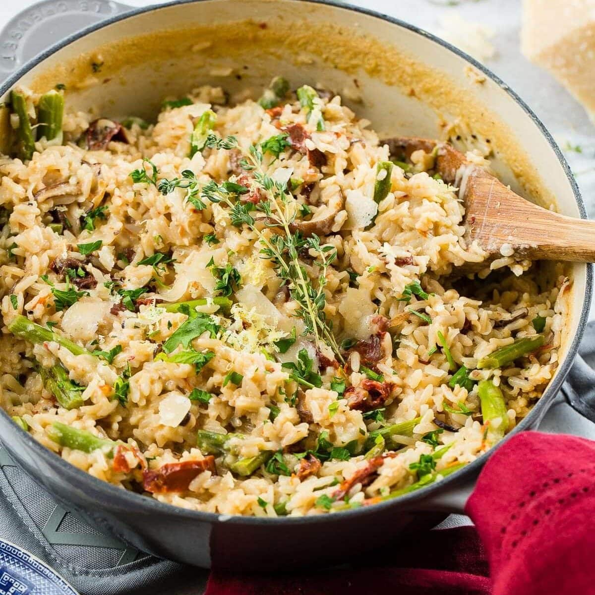One Pot Creamy Winter Asiago Cheese Rice