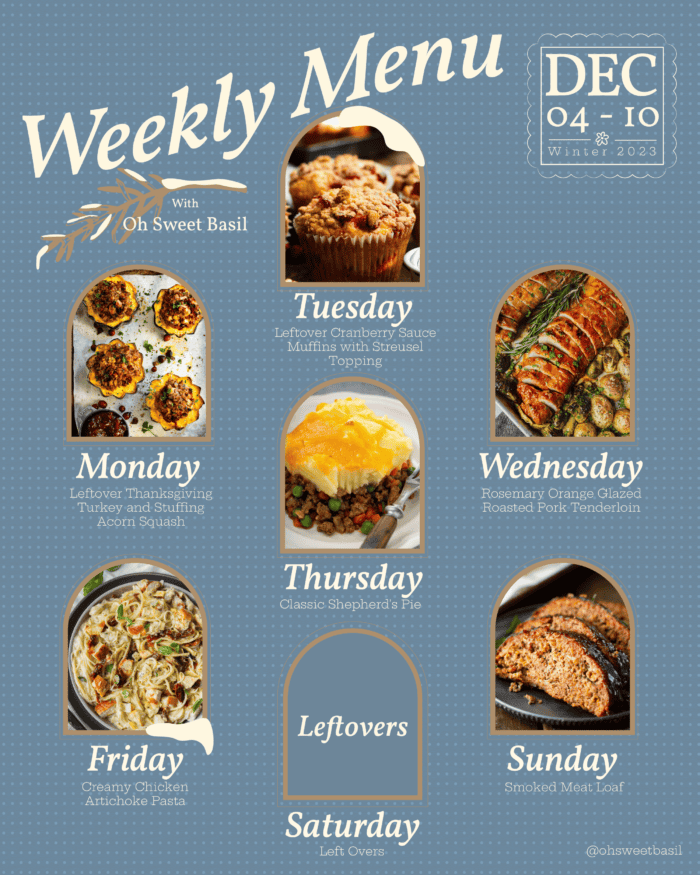 Weekly Menu Plan - Dec. 4 to 10