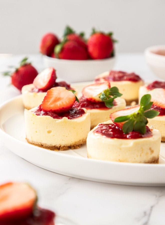 Mini Strawberry Cheesecakes - Oh Sweet Basil