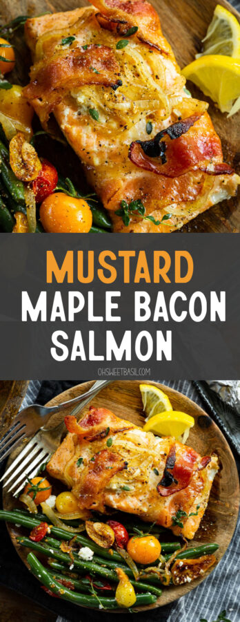 Foil Baked Mustard Maple Bacon Salmon
