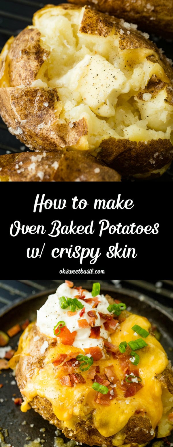 How to Make Oven Baked Potatoes (with Crispy Skin!) - Oh Sweet Basil