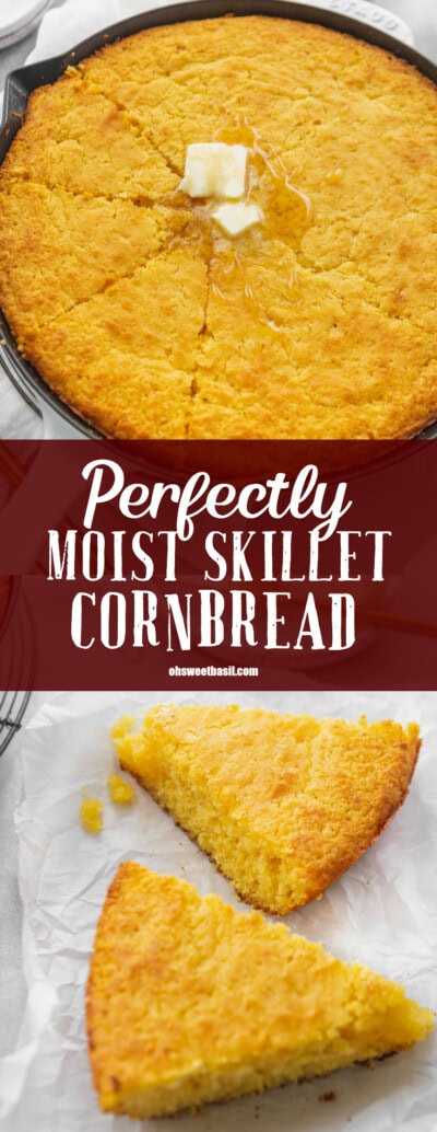 Perfectly Moist Skillet Cornbread - Oh Sweet Basil