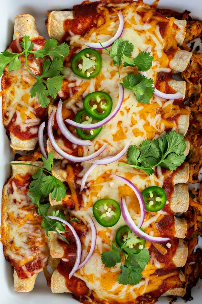 Red Chicken Enchiladas - Oh Sweet Basil