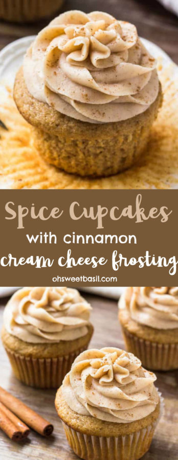 Spice Cake Cupcakes with Cinnamon Cream Cheese Frosting