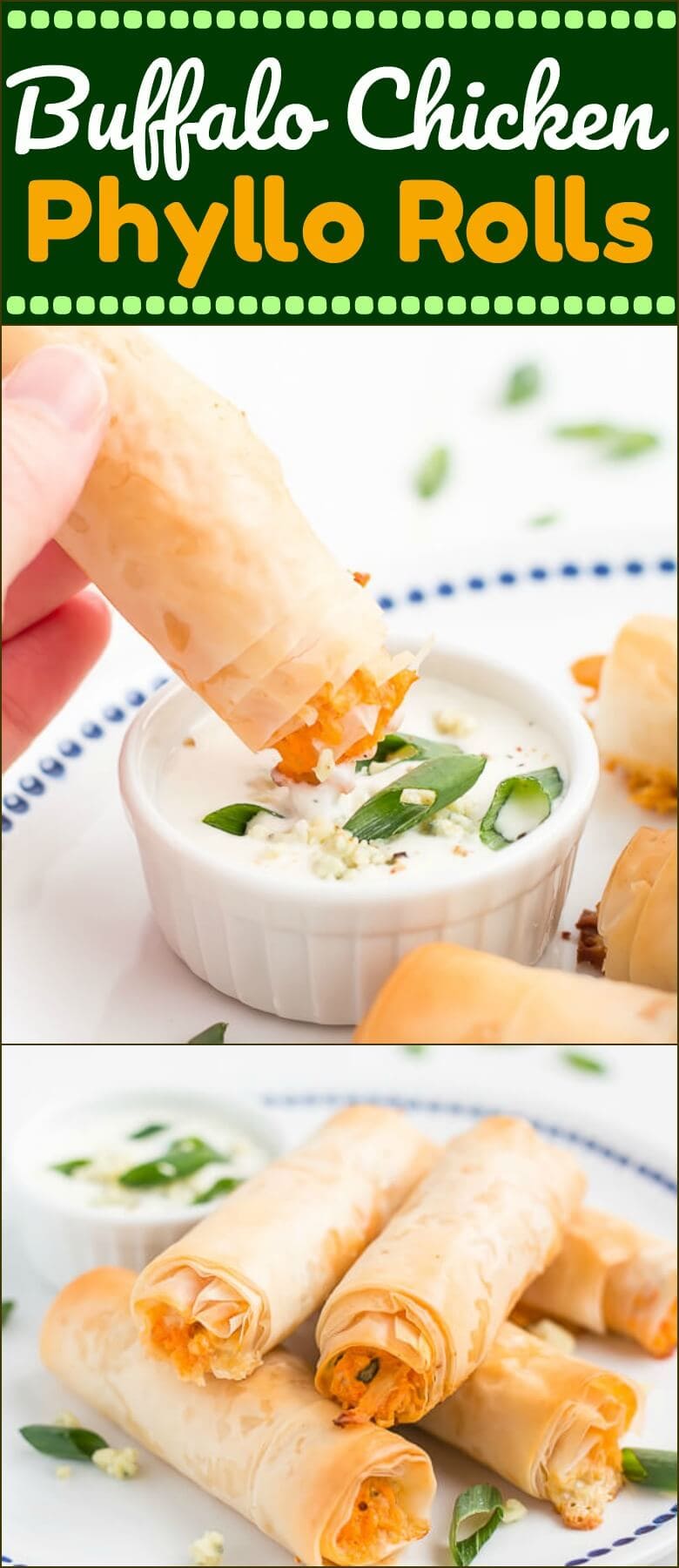 Buffalo Chicken Phyllo Rolls