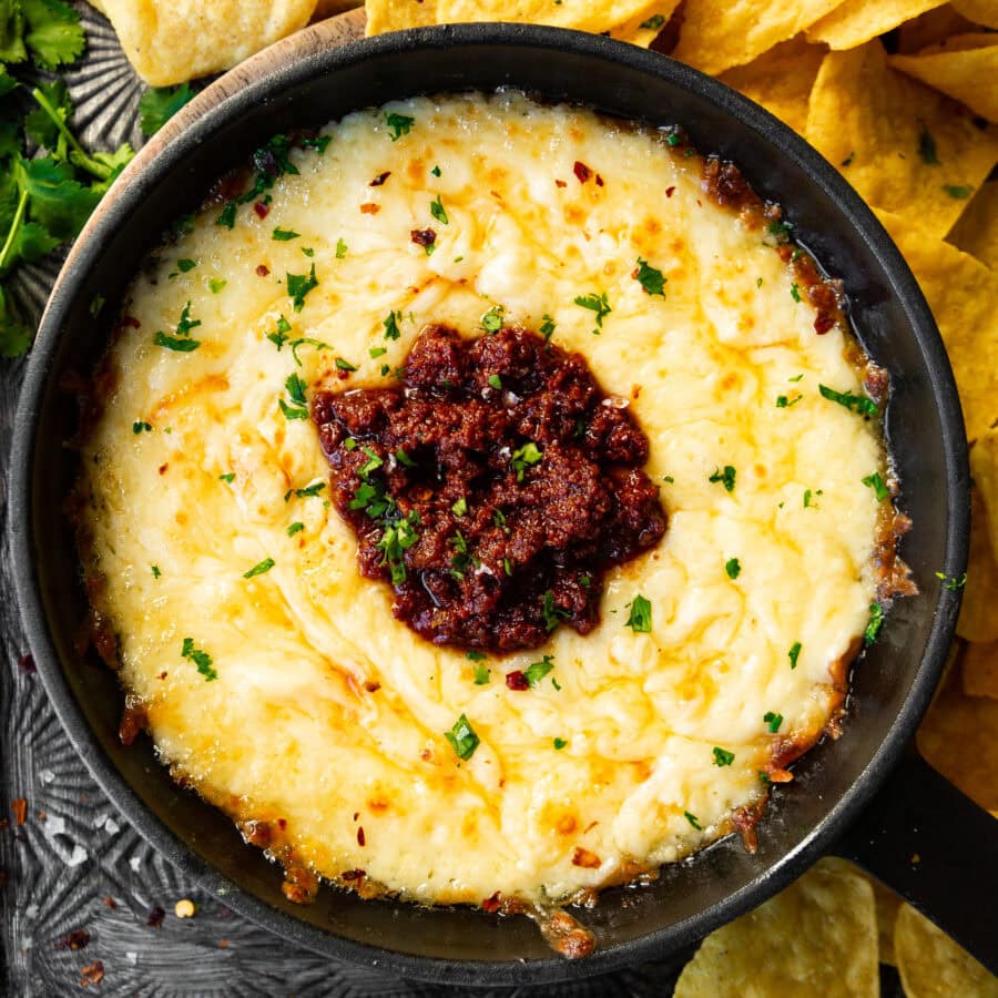 Queso Fundido Recipe (Spicy Chorizo Dip!) - Oh Sweet Basil