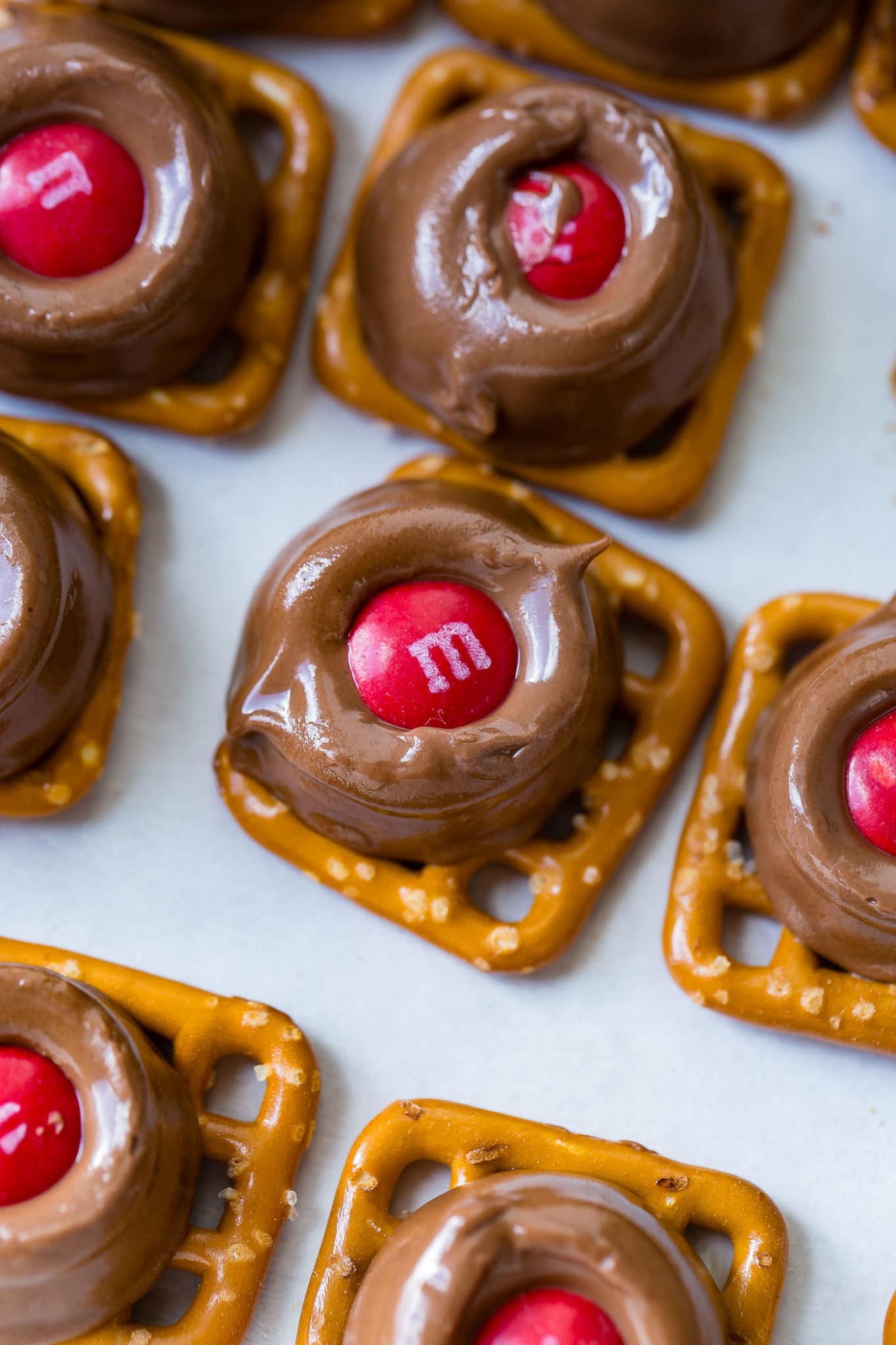 Rolo Pretzel Bites with M&Ms