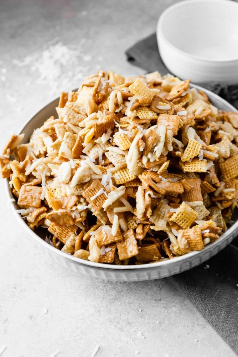 Christmas White Chocolate Trash Chex Mix - Oh Sweet Basil