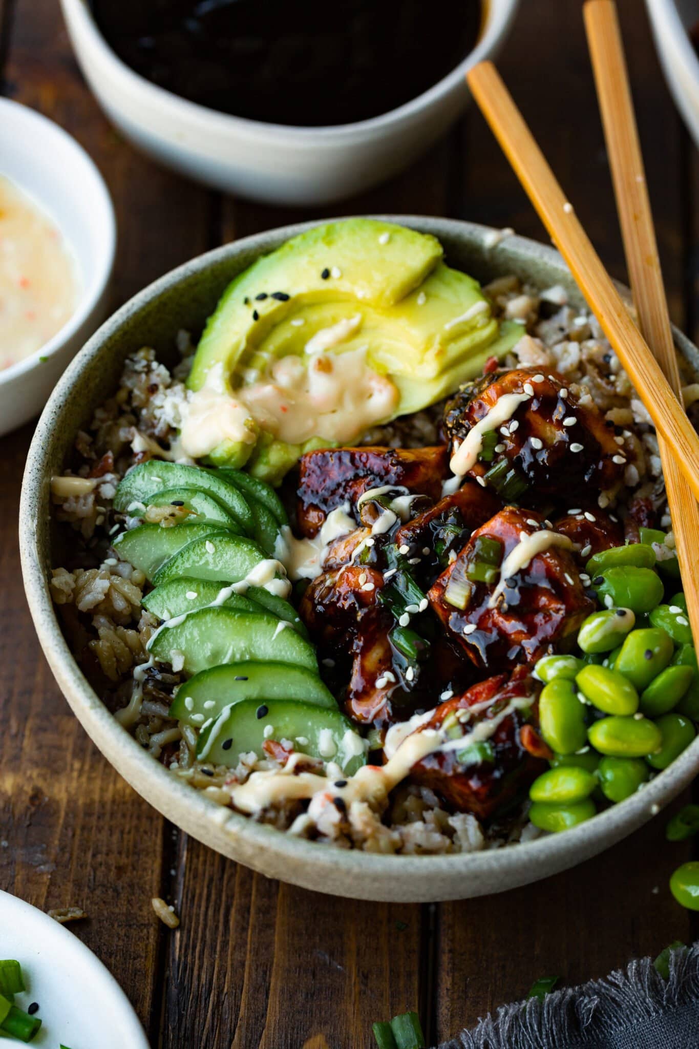 Teriyaki Salmon Rice Bowl - Oh Sweet Basil