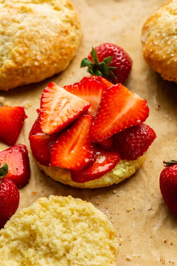 Homemade Strawberry Shortcake with Biscuits Recipe - Oh Sweet Basil