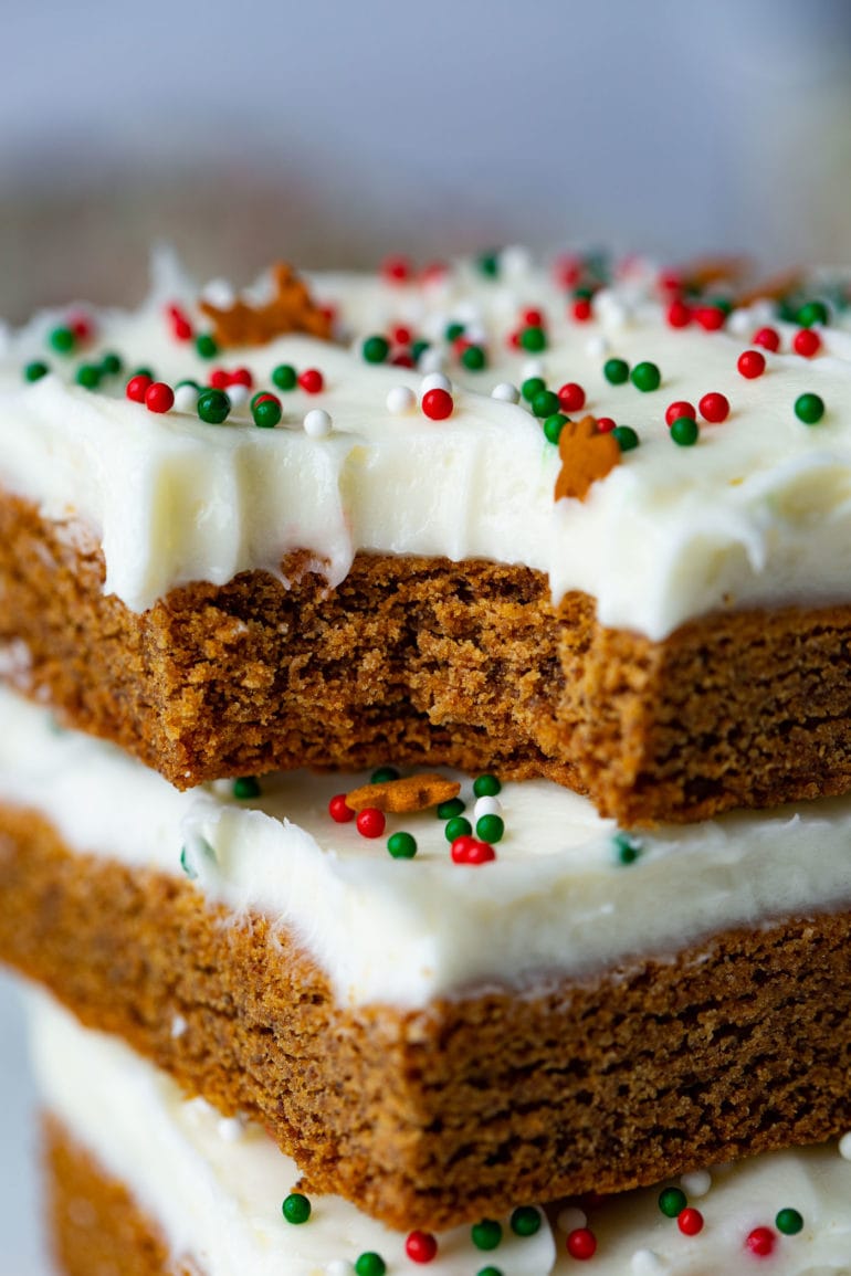 Gingerbread Bars with Cream Cheese Frosting - Oh Sweet Basil