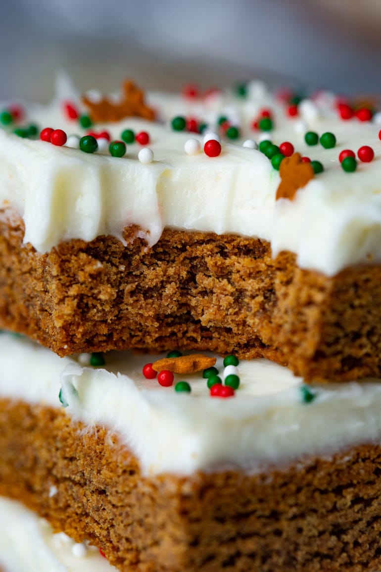Gingerbread Bars with Cream Cheese Frosting - Oh Sweet Basil
