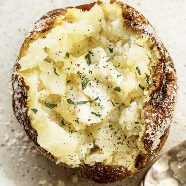 How to Make Oven Baked Potatoes (with Crispy Skin!) - Oh Sweet Basil