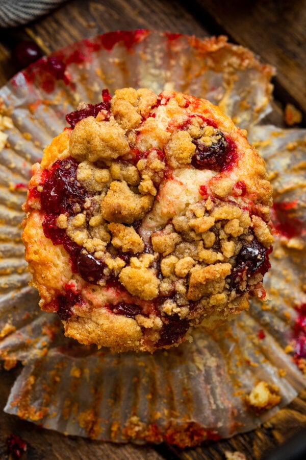 Leftover Cranberry Sauce Muffins with Streusel Topping [+Video]