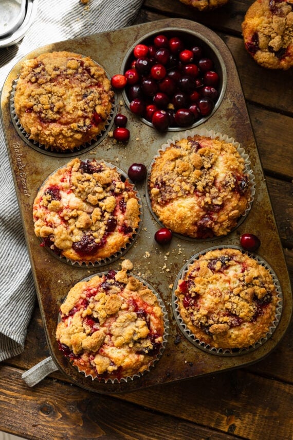 Leftover Cranberry Sauce Muffins with Streusel Topping [+Video]