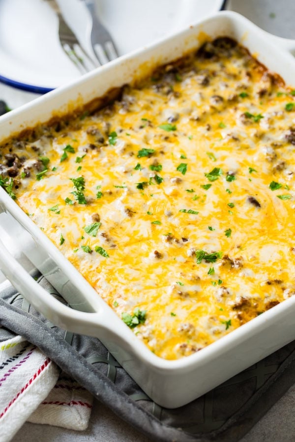 Cheesy Ground Beef & Rice Mexican Casserole (+ Video) - Oh Sweet Basil