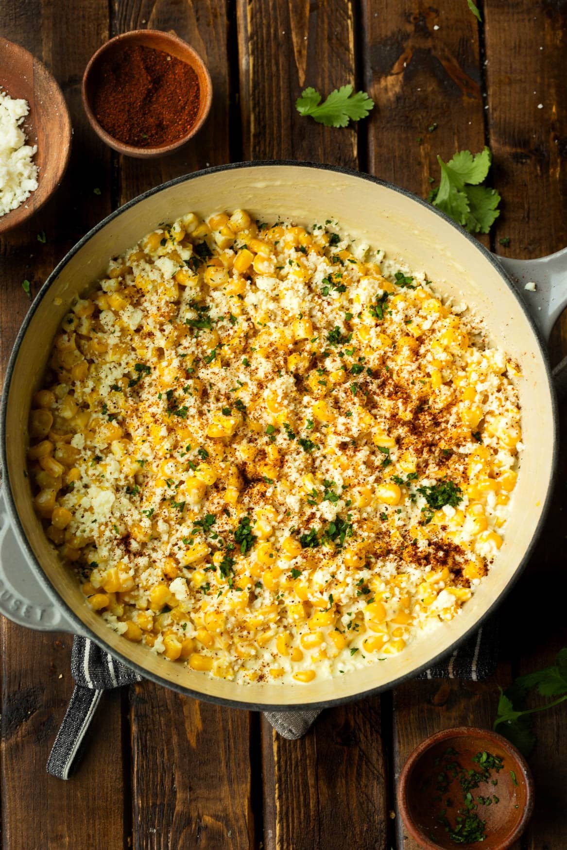 10 Minute One Skillet Creamed Mexican Street Corn
