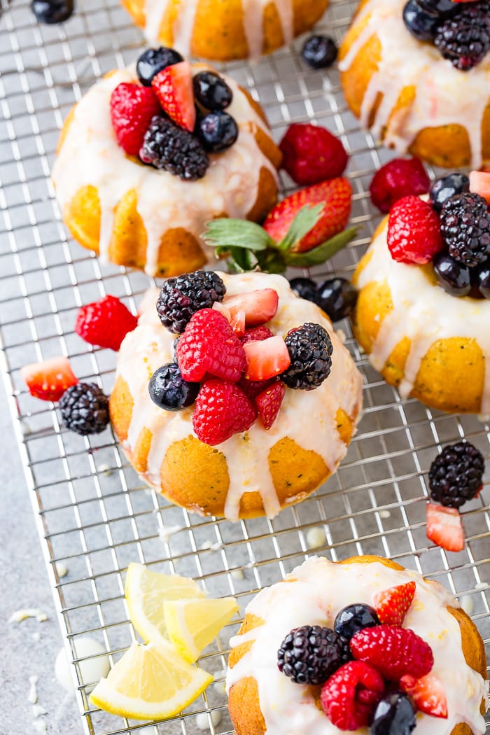 Mini Lemon Poppy Seed Bundt Cakes - Oh Sweet Basil
