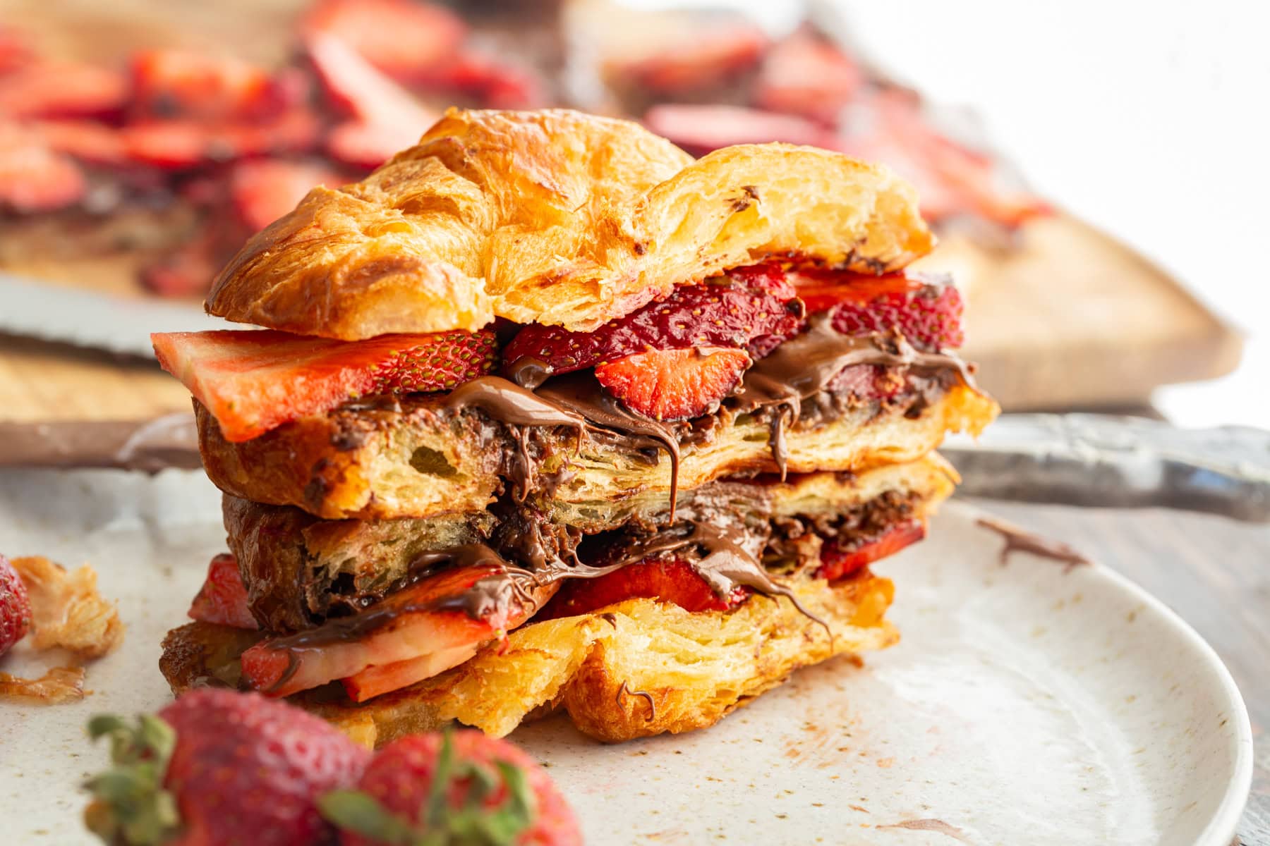 Grilled Strawberry Nutella Croissants