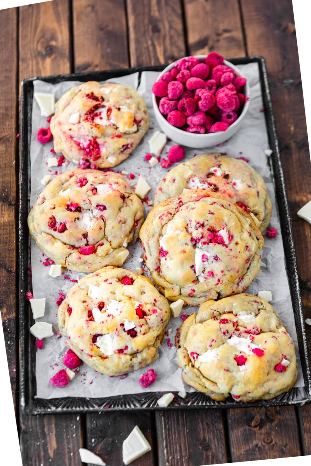 White Chocolate Raspberry Cookies - Oh Sweet Basil