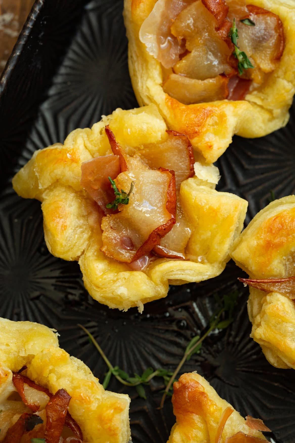 Hot Honey Pear and Brie Mini Appetizers