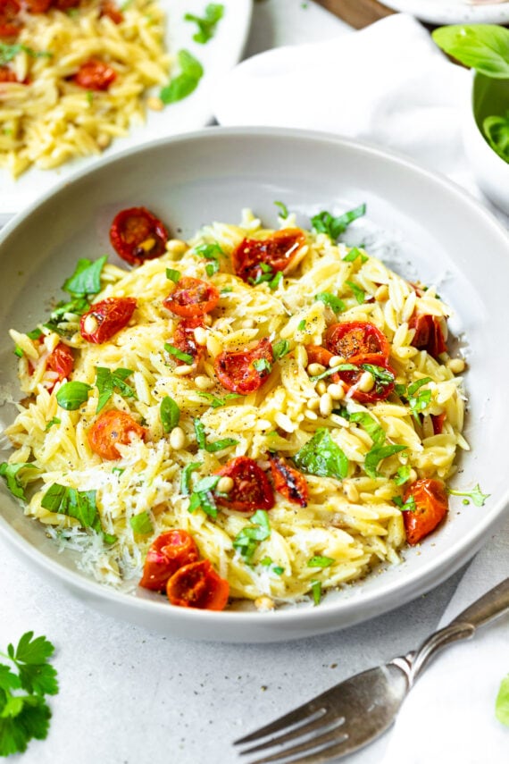 Roasted Garlic Tomato Basil Orzo