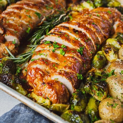 Rosemary Orange Glazed Roasted Pork Tenderloin - Oh Sweet Basil