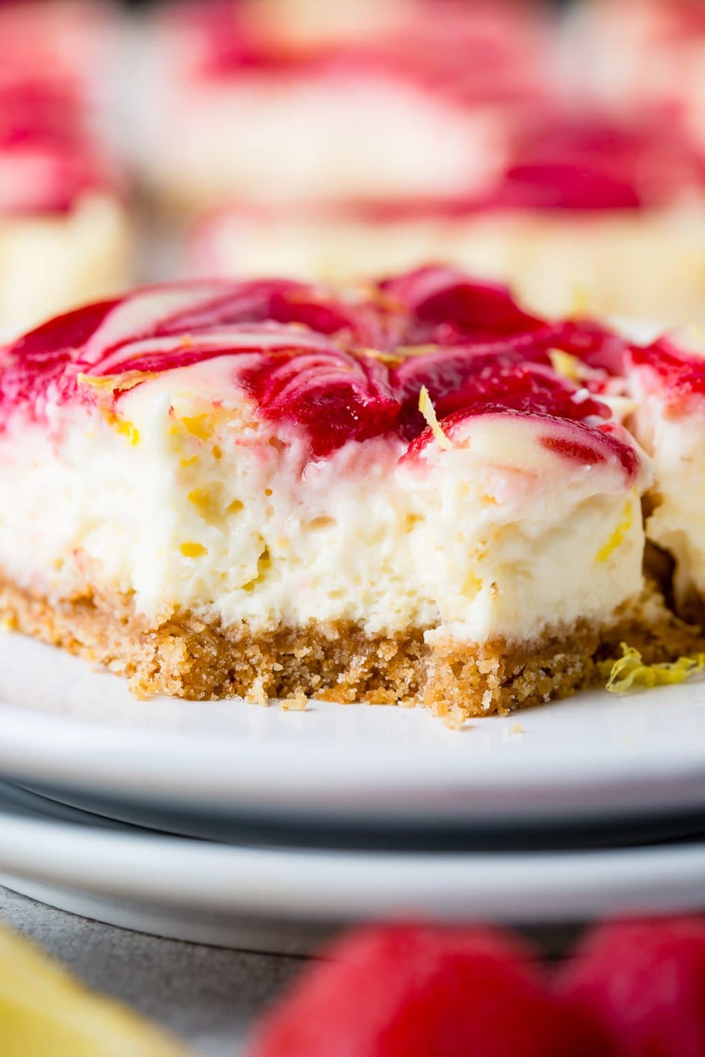 Swirled Raspberry Lemon Cheesecake Bars