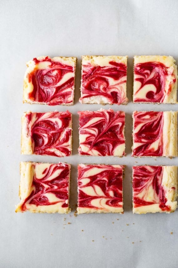 Swirled Raspberry Lemon Cheesecake Bars
