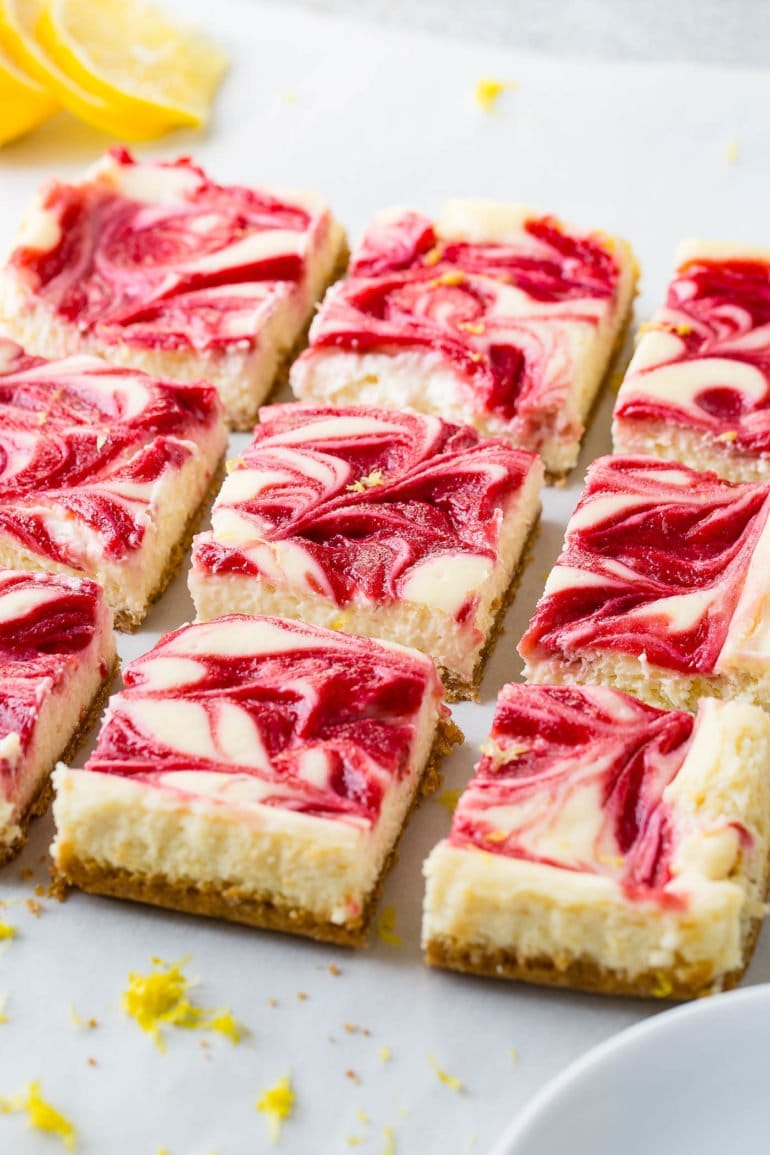 Swirled Raspberry Lemon Cheesecake Bars