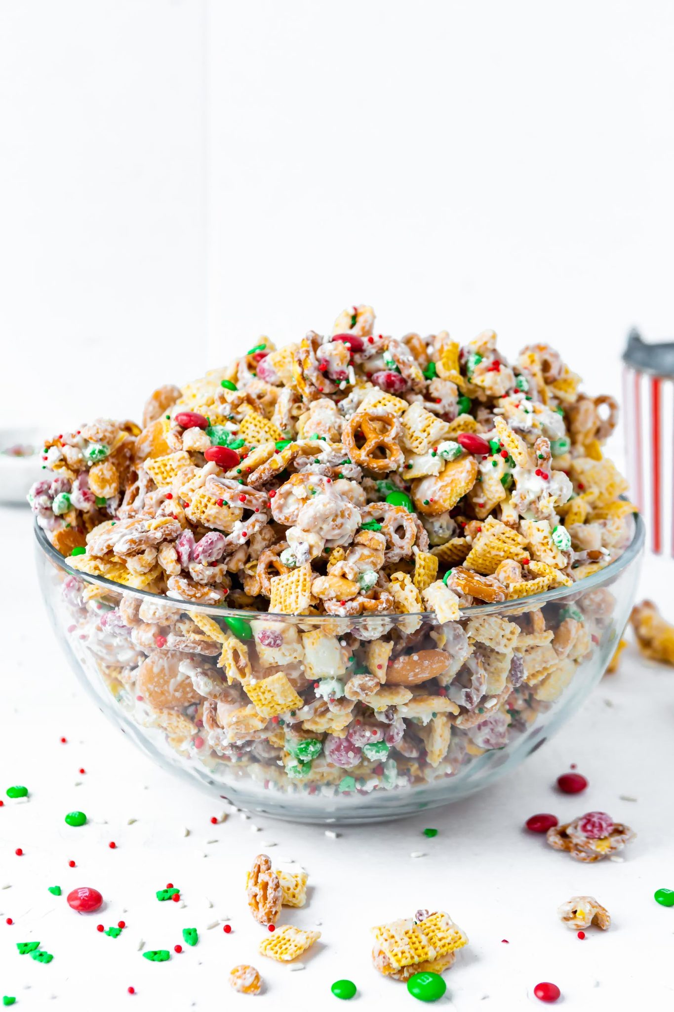 Christmas White Chocolate Trash Chex Mix - Oh Sweet Basil