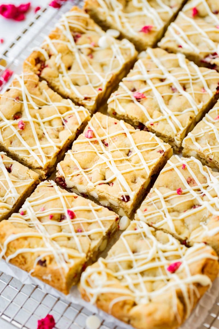 White Chocolate Raspberry Blondie Recipe - Oh Sweet Basil